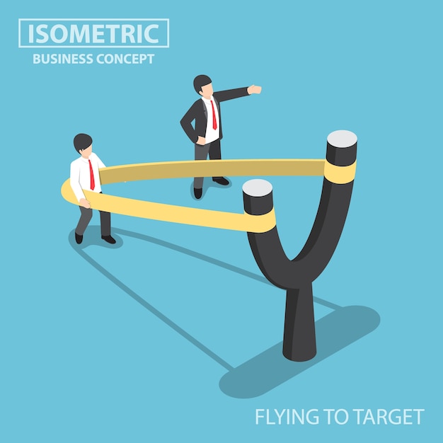 Businessmen Soaring Towards Success on Isometric Pathway | Jiffy Designs