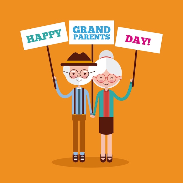 Cheerful Grandparents Celebrate Grandparents Day with Joyful Signs ...