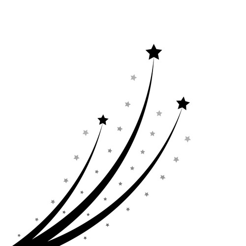 Abstract Star Soars Up. Black Star Soaring With Elegant Star Trail On ...
