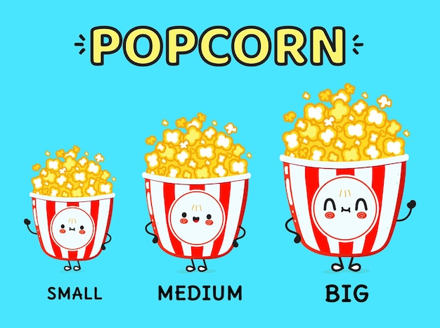 Cheerful Popcorn Sizes: Small, Medium, and Big Buckets | Jiffy Designs