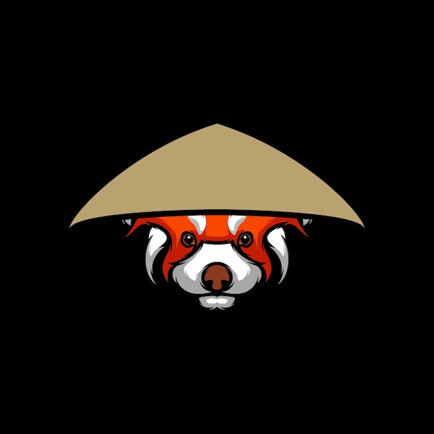 Whimsical Red Panda Wearing Straw Hat in Shadows | Jiffy Designs