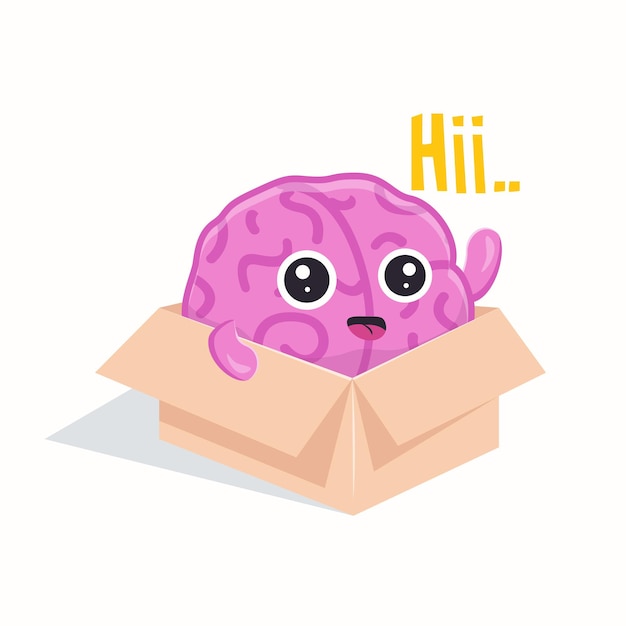 Curious Brain Peeking Out from Cardboard Box with Greeting | Jiffy Designs