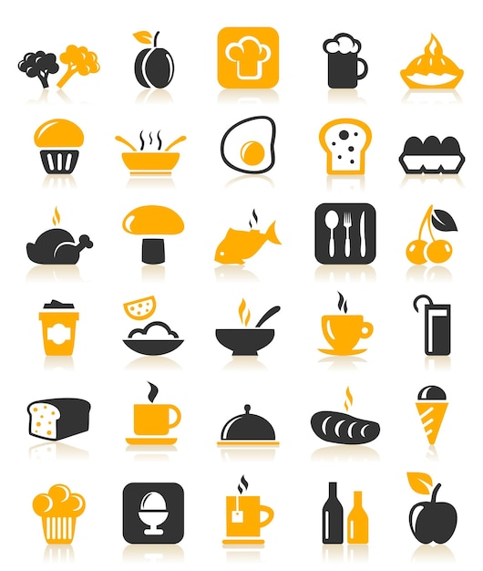 Vibrant Culinary Icons: Diverse Collection of Food and Kitchen Symbols ...