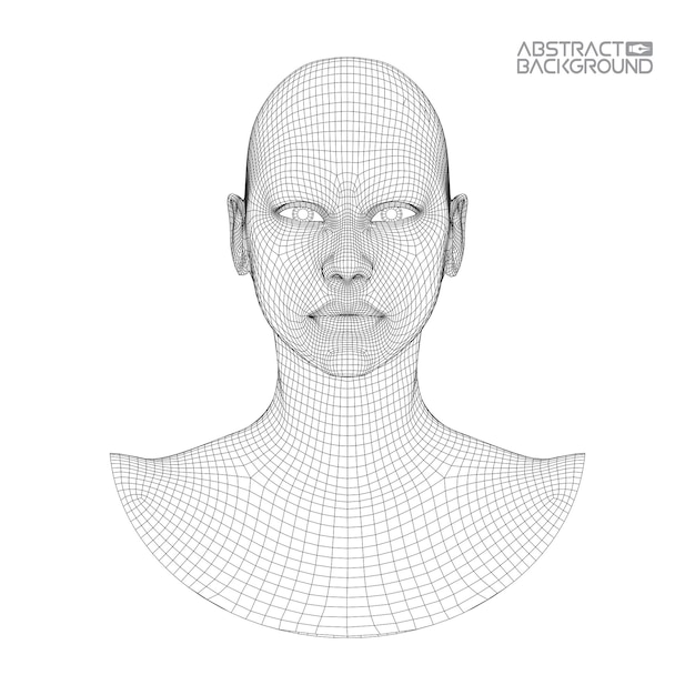 Wireframe Portrait of an Enigmatic Human Face | Jiffy Designs