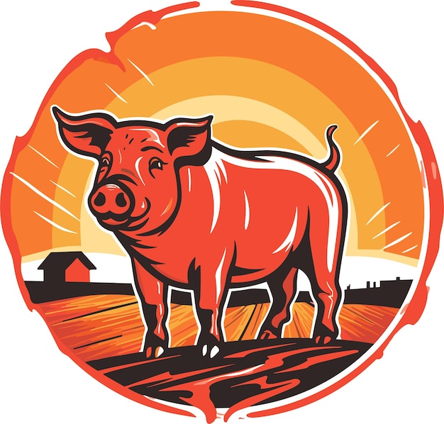 Vibrant Hog Silhouette Against Sunset Landscape | Jiffy Designs