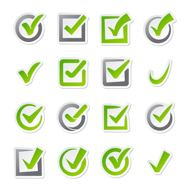 Comprehensive Set of Green Checkmark Icons in Grayscale | Jiffy Designs
