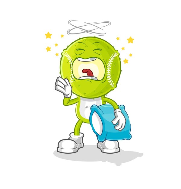 Adorable Cartoon Tennis Ball Character Feeling Dizzy | Jiffy Designs