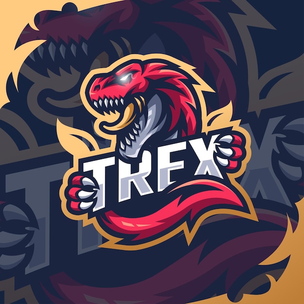 Ferocious T-Rex Mascot Logo with Bold Typography | Jiffy Designs