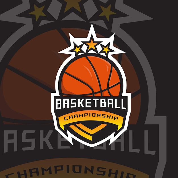 Vibrant Basketball Championship Emblem with Dazzling Stars | Jiffy Designs