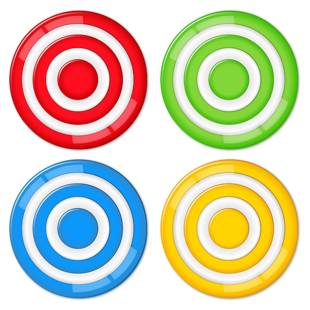 Vibrant Concentric Circle Target Icons in Primary Colors | Jiffy Designs