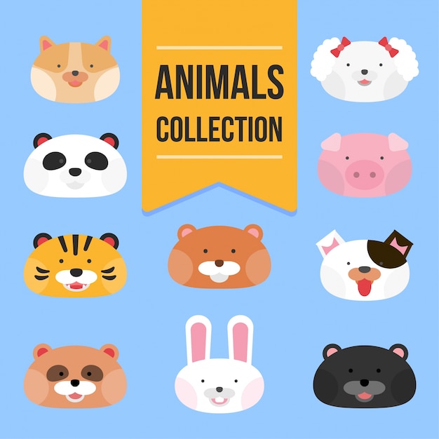 Charming Cartoon Animals Faces in Vibrant Colors and Styles | Jiffy Designs