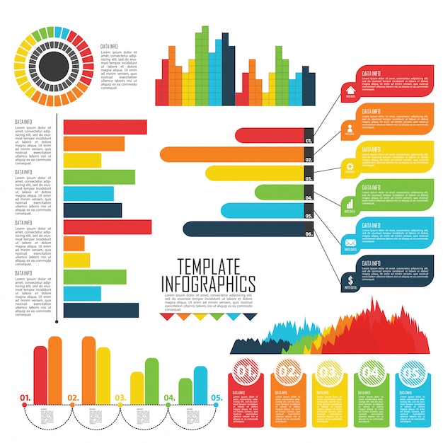 Vibrant Infographic Elements Showcase Diverse Data Visualization ...