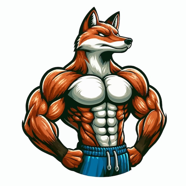 Muscular Anthropomorphic Fox Showcasing Toned Physique | Jiffy Designs