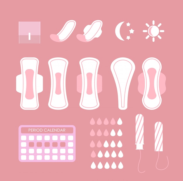 Feminine Hygiene Product Icons on Soft Pink Background | Jiffy Designs