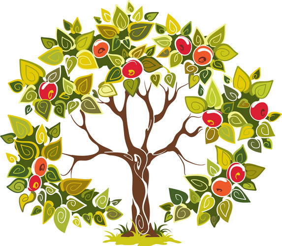 Abstract Apple Tree Isolated On White Background | Jiffy Designs