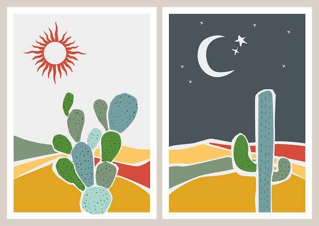 Vibrant Desert Landscapes with Sun and Moon Motifs | Jiffy Designs