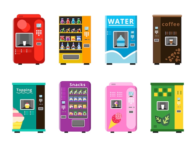 Vibrant Collection of Vending Machines Offering Diverse Refreshments ...