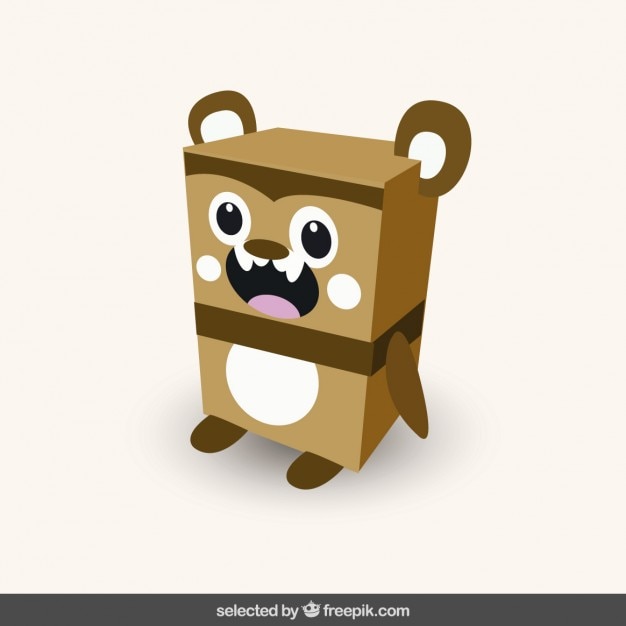 Adorable Cartoon-Style Brown Bear Box Character Design | Jiffy Designs