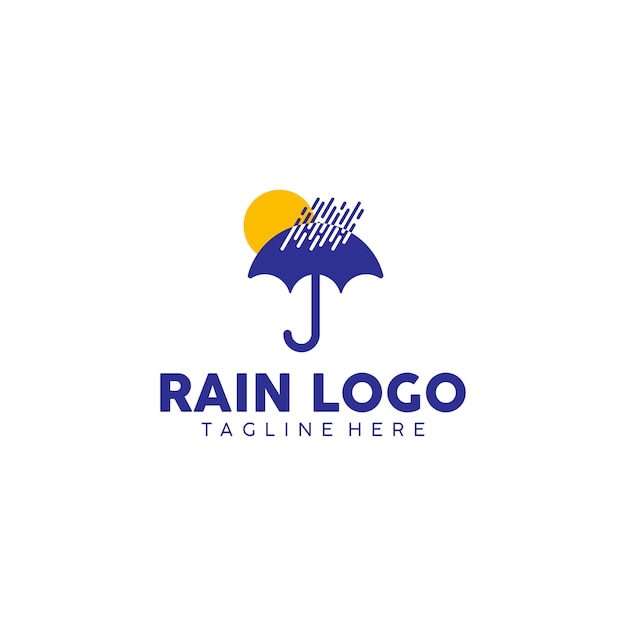 Stylized Rain and Umbrella Logo with Tagline Space | Jiffy Designs