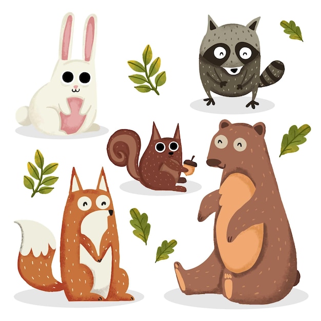 Charming Forest Animal Collection with Playful Woodland Creatures ...