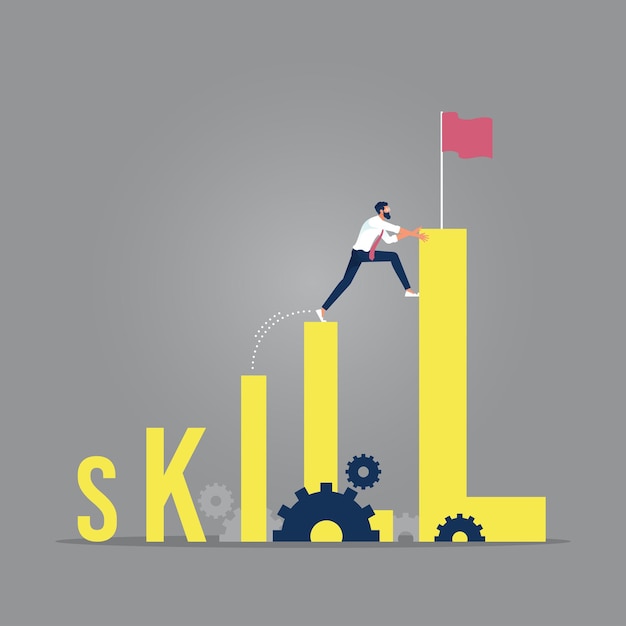 Ambitious Climber Scaling the Ladder of Success | Jiffy Designs