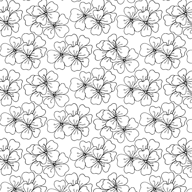 Delicate Floral Outline Pattern with Overlapping Daisy Shapes | Jiffy ...