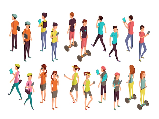 Vibrant Isometric Characters Collection with Diverse Poses and Styles ...