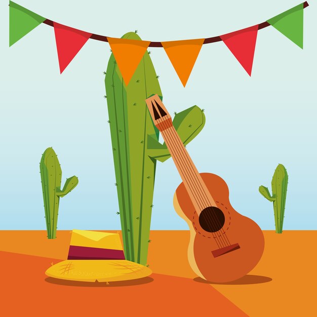 Vibrant Fiesta Celebration with Cactus and Guitar | Jiffy Designs