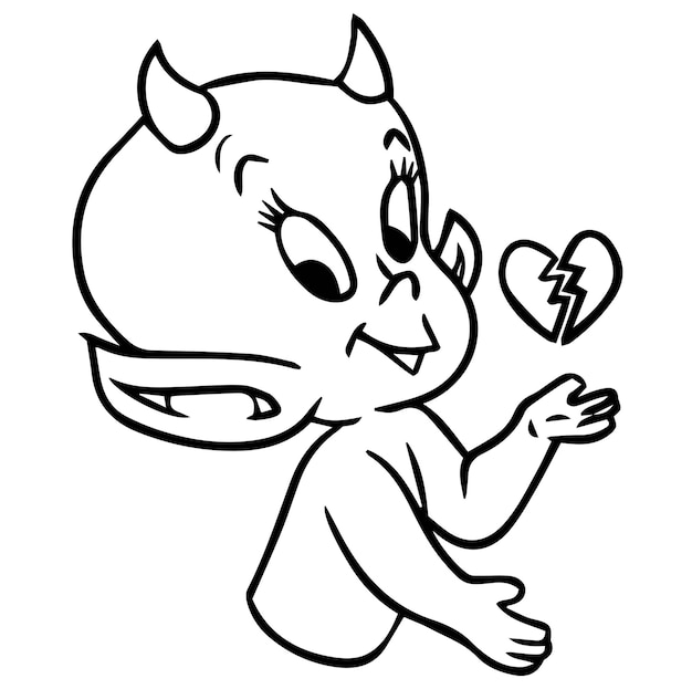Mischievous Devil Holding a Broken Heart | Jiffy Designs