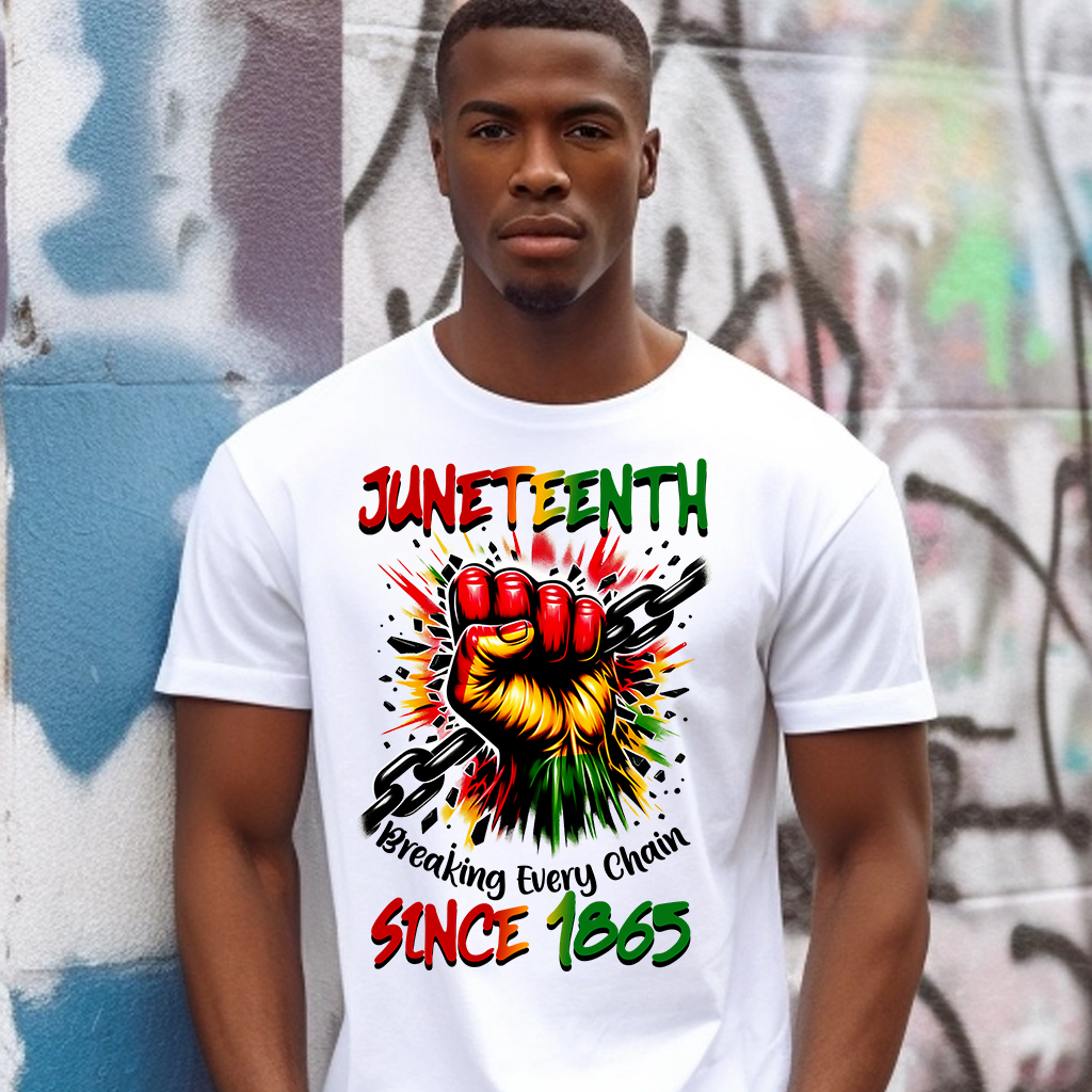 'Juneteenth' Vibrant Fist Breaking Chains in Pan-African Colors | Jiffy ...