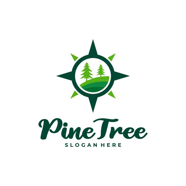 Evergreen Pine Tree Compass Logo Design | Jiffy Designs