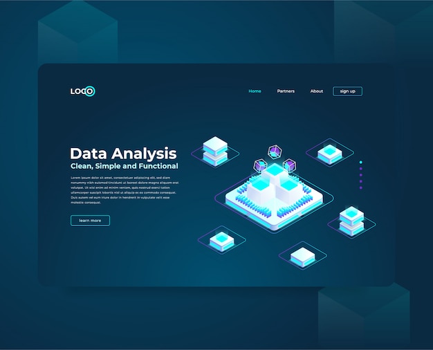 Vibrant Isometric Data Analysis Dashboard with Glowing Cubes | Jiffy ...