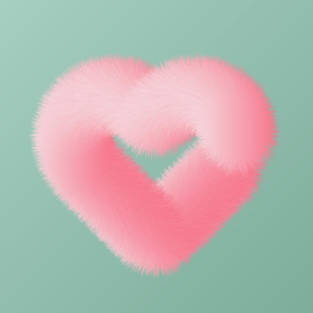 Soft, Fuzzy Pink Heart on Serene Green Background | Jiffy Designs