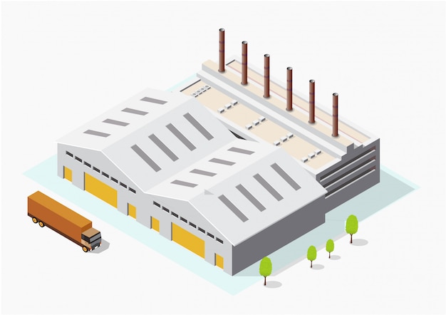 Sleek and Efficient Industrial Warehouse with Smokestacks | Jiffy Designs