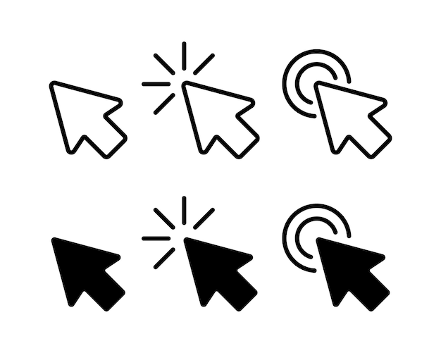 Minimalist Cursor Pointer Icons in Sleek Black and White | Jiffy Designs