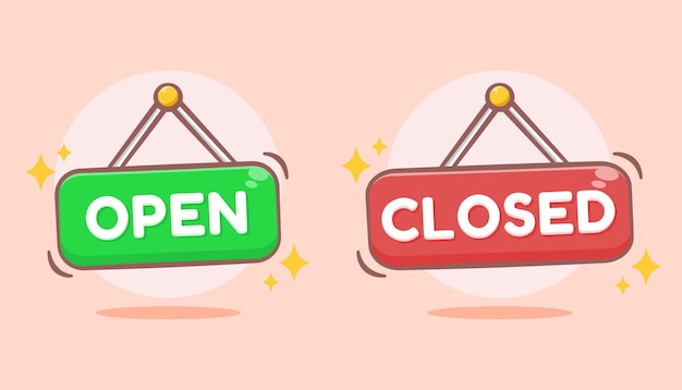 Vibrant Open and Closed Business Signs with Sparkling Accents | Jiffy ...