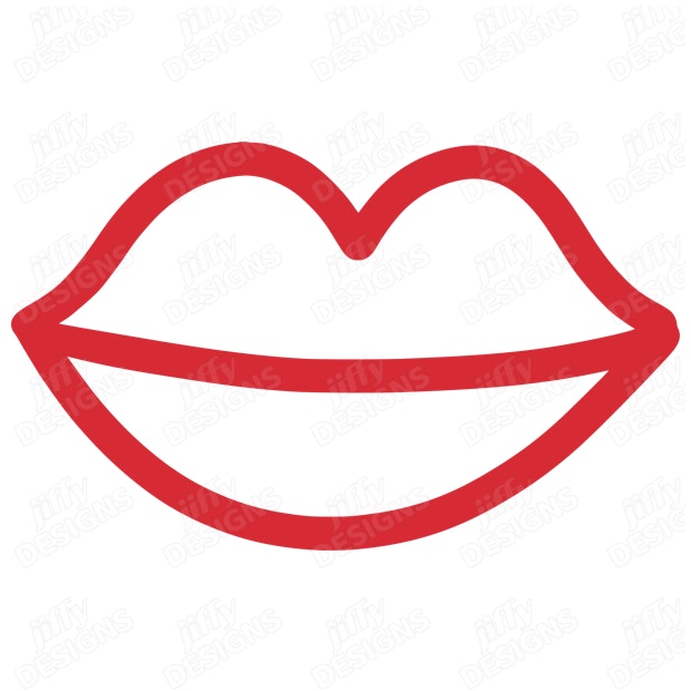 Vibrant Red Lips Outlined in Minimalist Bold Contour Style | Jiffy Designs