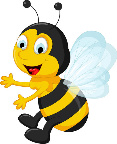 Vector Illustration Of Happy Bee Cartoon Flying | Jiffy Designs
