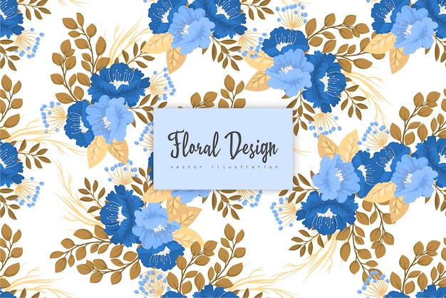 Vibrant Blue and Gold Floral Pattern with Watermark | Jiffy Designs