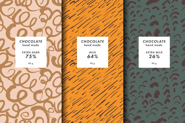 Assorted Chocolate Bar Wrappers with Unique Patterns and Cocoa Content ...