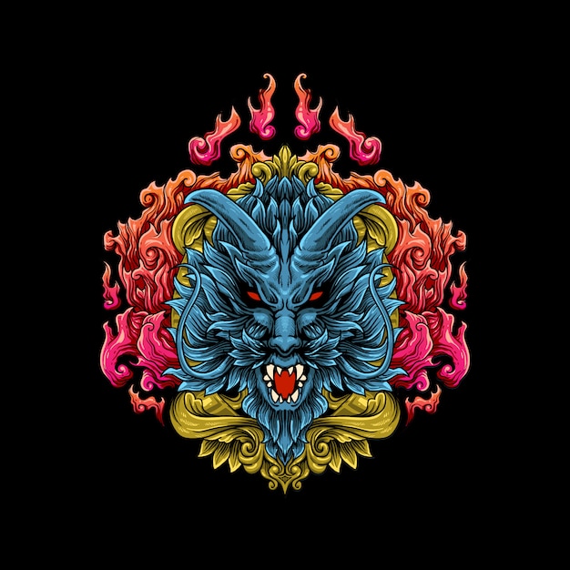 Ferocious Mythical Creature in Vibrant Ornate Illustration | Jiffy Designs