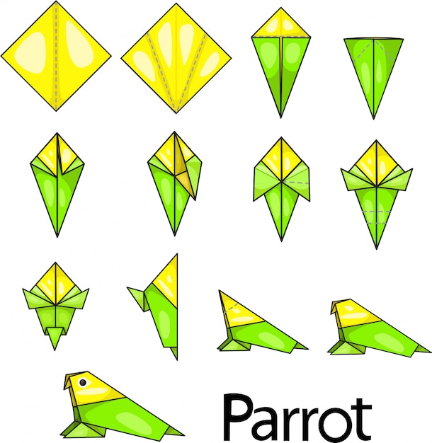 Vibrant Origami Parrot Silhouettes in Geometric Shapes | Jiffy Designs