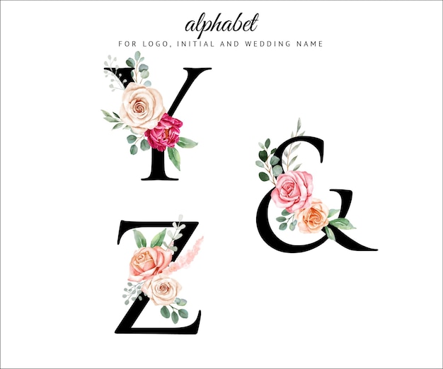 Elegant Floral Alphabet Letters for Logos, Initials, and Weddings ...