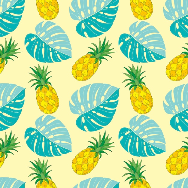 Vibrant Tropical Pineapple and Leaf Pattern | Jiffy Designs