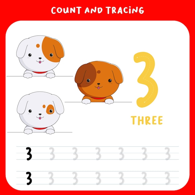 Adorable Puppy Counting and Tracing Exercise | Jiffy Designs