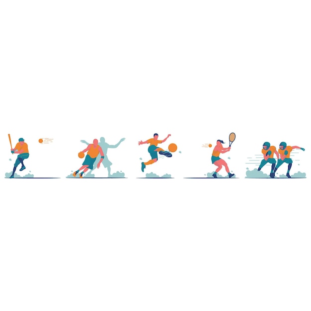 Vibrant Illustrated Sports Figures in Action-Packed Poses | Jiffy Designs