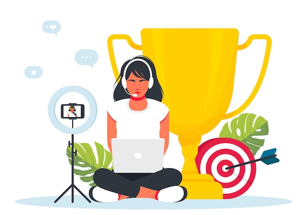 Talented Content Creator Celebrates Winning with Vibrant Trophy | Jiffy ...