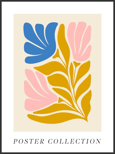 Vibrant Floral Motifs in Retro Color Palette Poster | Jiffy Designs
