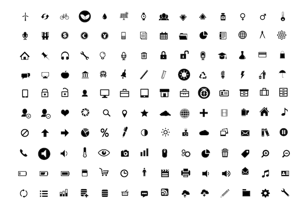 Versatile Monochrome Icons: Minimalist Symbols for Digital Design ...