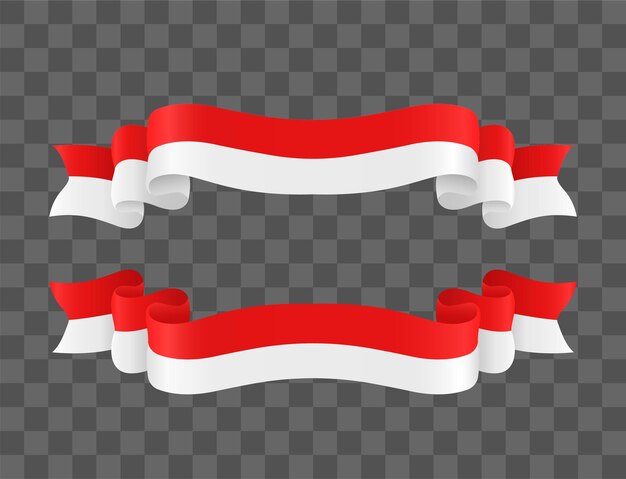 Vibrant Red and White Ribbon Banners on Transparent Background | Jiffy ...